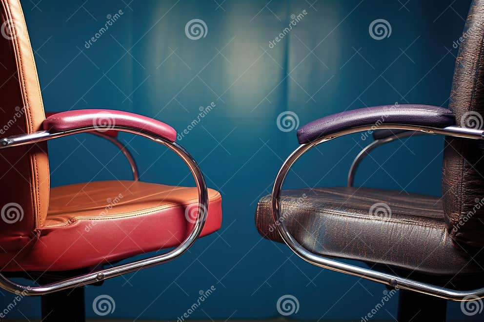 Closeup of Two Office Chairs Facing Each Other Stock Image - Image of ...