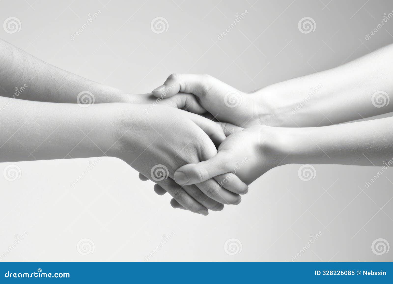 CloseUp of Two Pairs of Hands Holding Each Other in Unity and Support ...