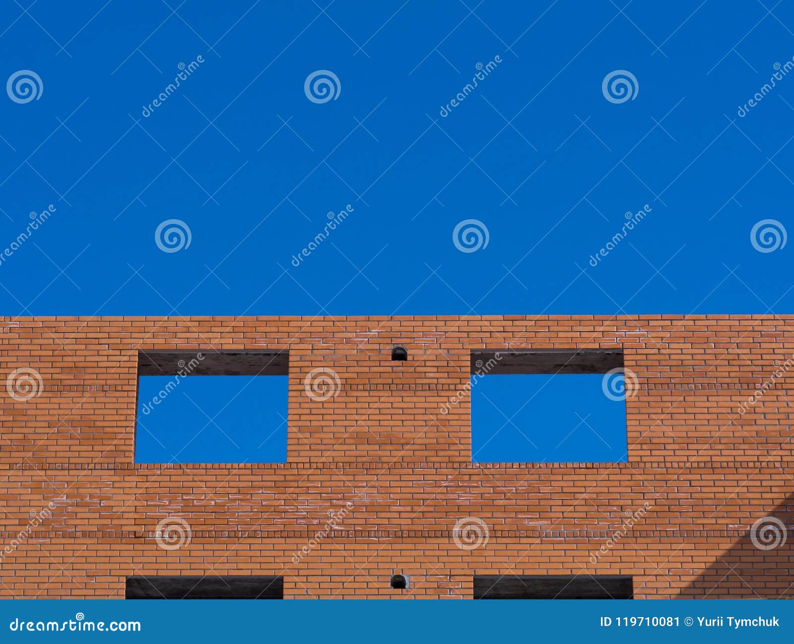 Closeup on Two Windows Hole Construction with Concrete Lintel ...