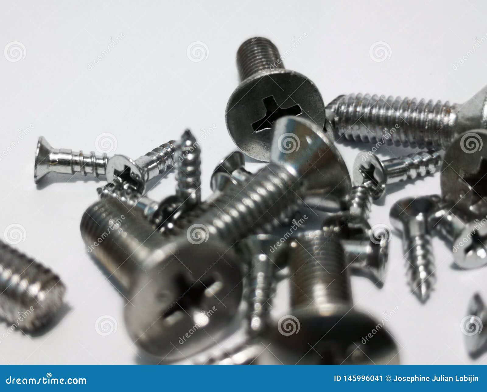 Closeup with Type of Screws with White Background. Stock Image - Image ...