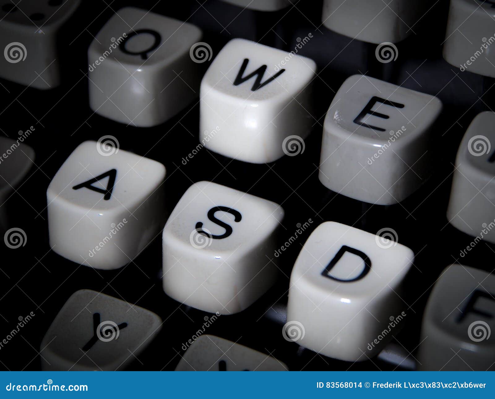 Closeup of Typewriter Keyboard, WASD Highlighted Stock Photo - Image of ...