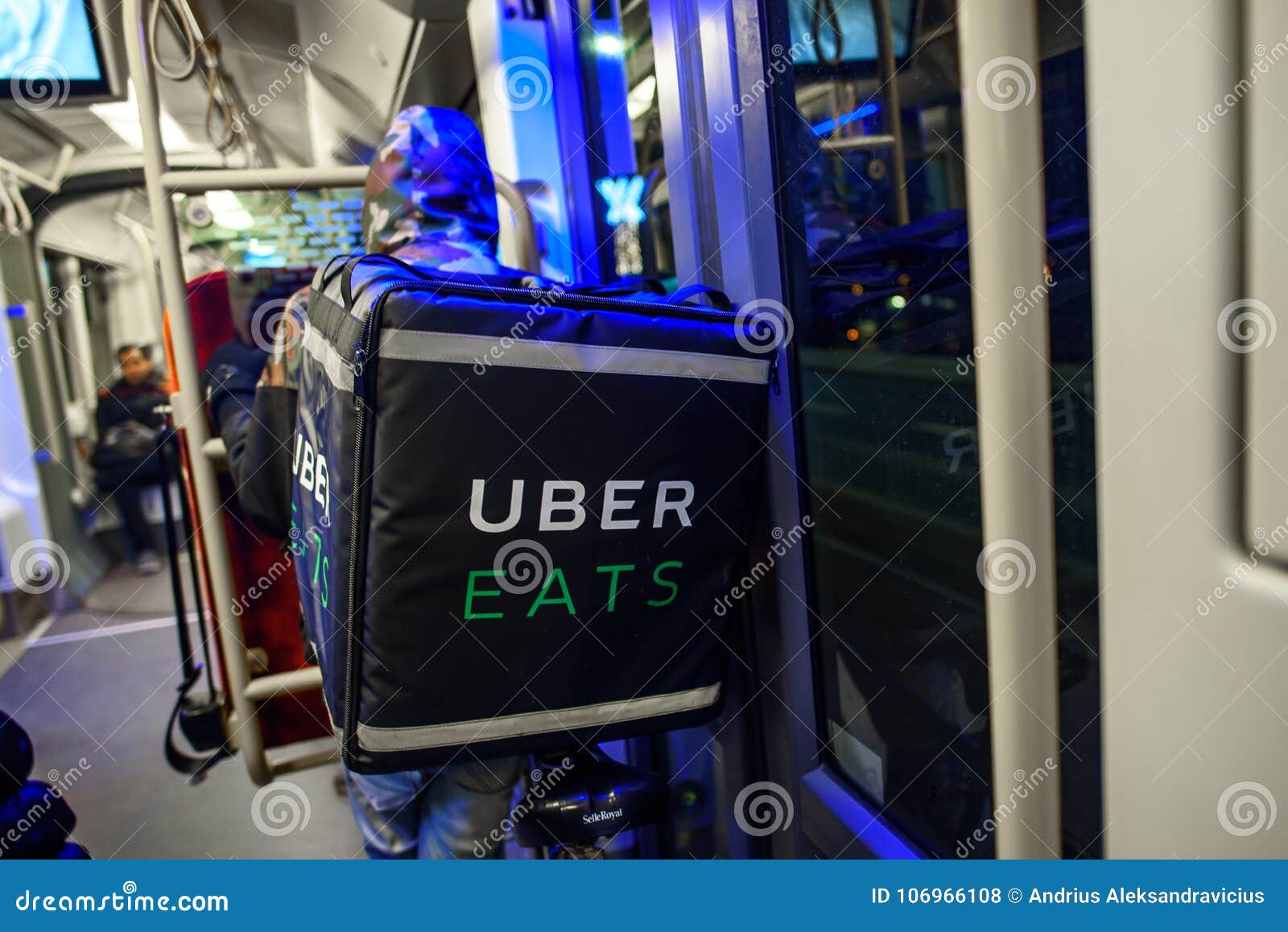 Closeup of Uber Eats Backpack in Warsaw Tramway Editorial Stock Photo ...