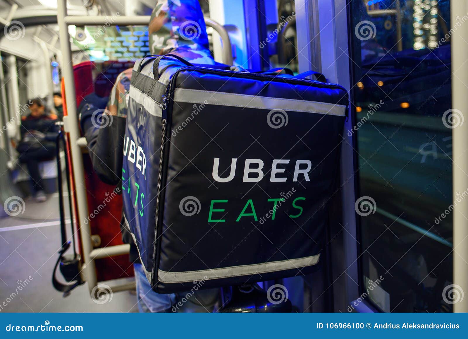 Closeup of Uber Eats Backpack in Warsaw Tramway Editorial Image - Image ...