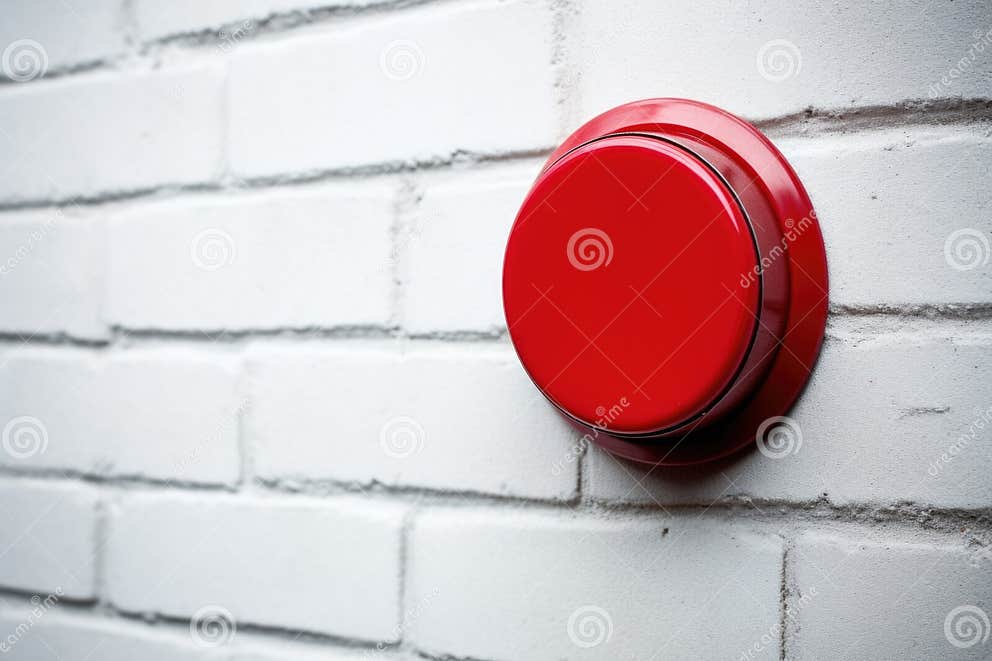 Closeup of an Unmarked Alarm Button on a Wall Stock Illustration ...