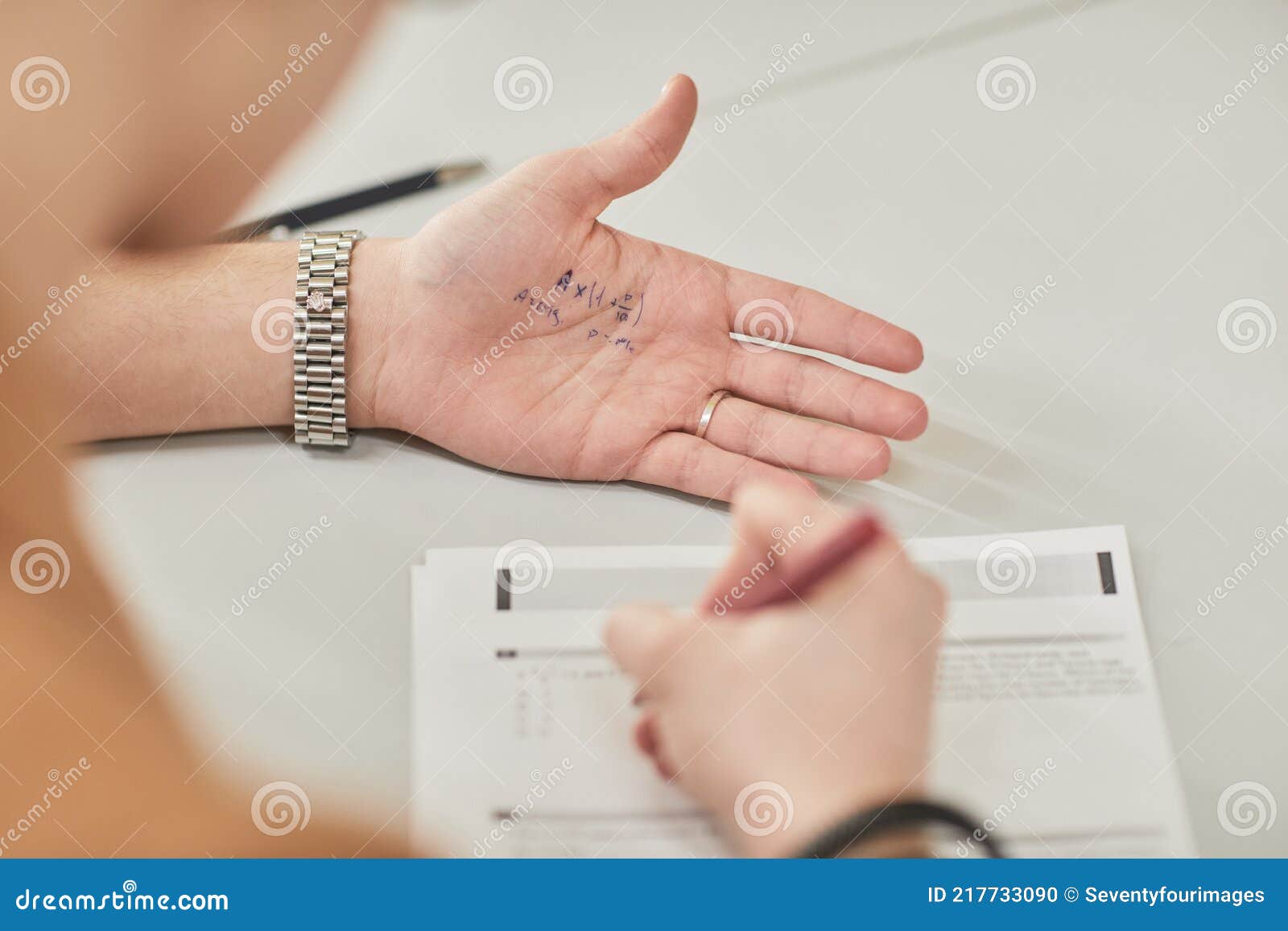 Student Cheating at Math Test Stock Photo - Image of people, discussion ...
