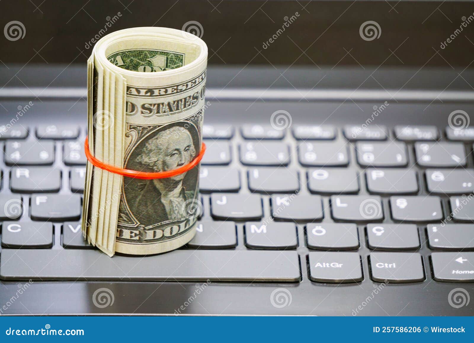 Closeup of Us Dollar Banknotes on a Keyboard Stock Photo - Image of ...