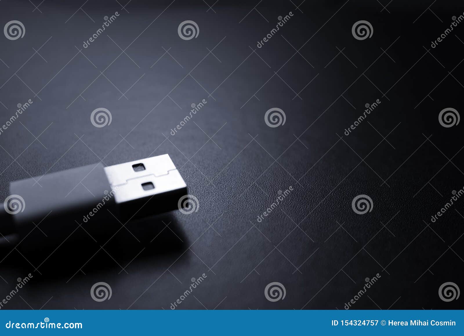 Closeup of USB Cable. Isolated on Black Background Stock Image - Image ...