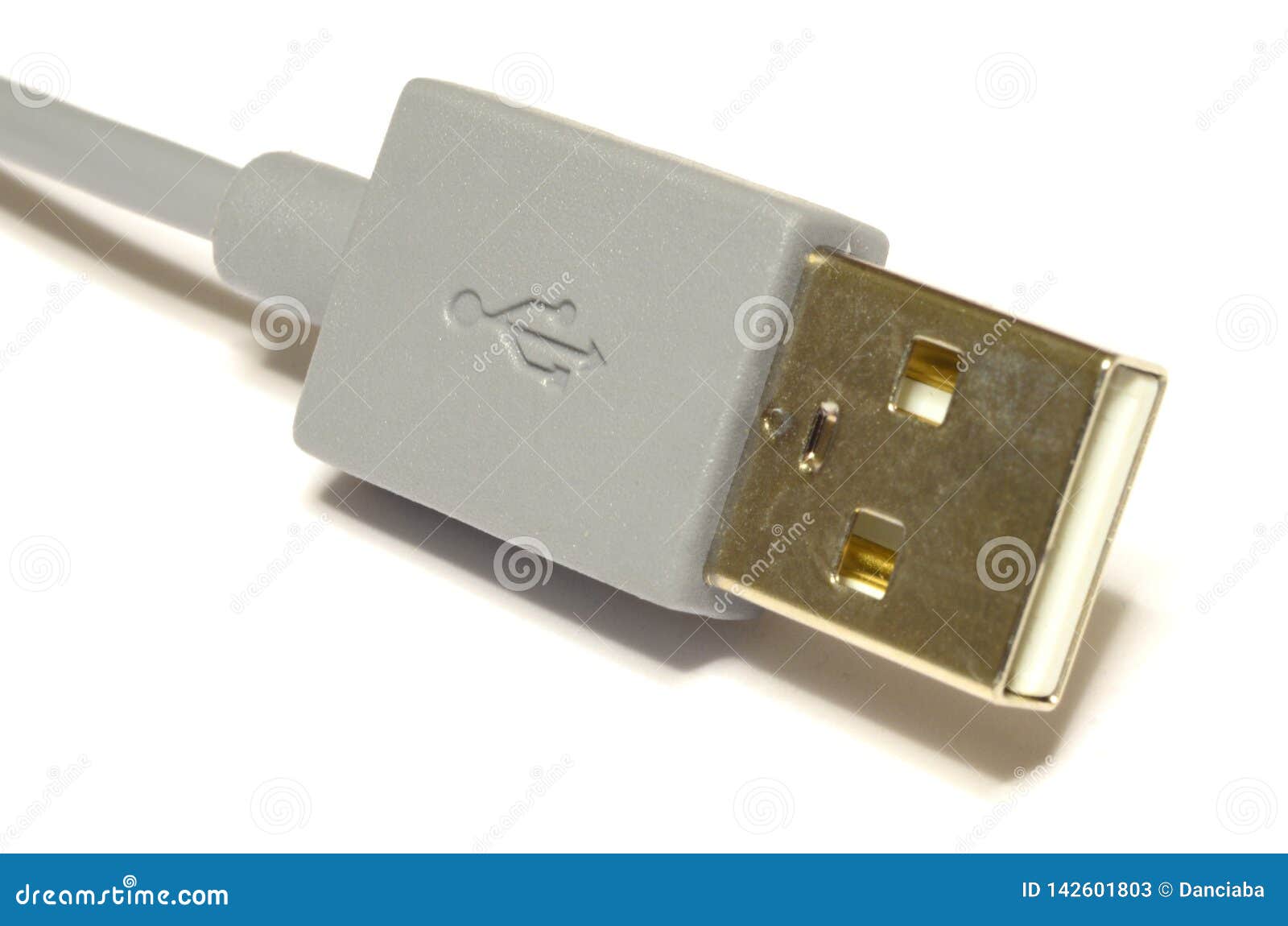 Closeup of USB Connector Cable Isolated on White Background Stock Image ...