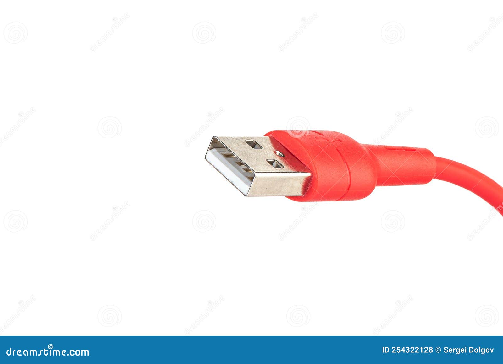 Closeup of Usb Connector on Red Wire Isolated on White Background ...