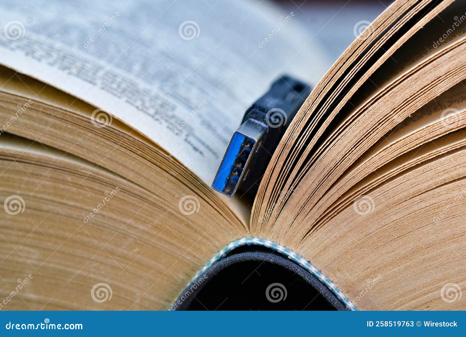 Closeup of a USB Port Inside Pages of a Book Stock Image - Image of ...