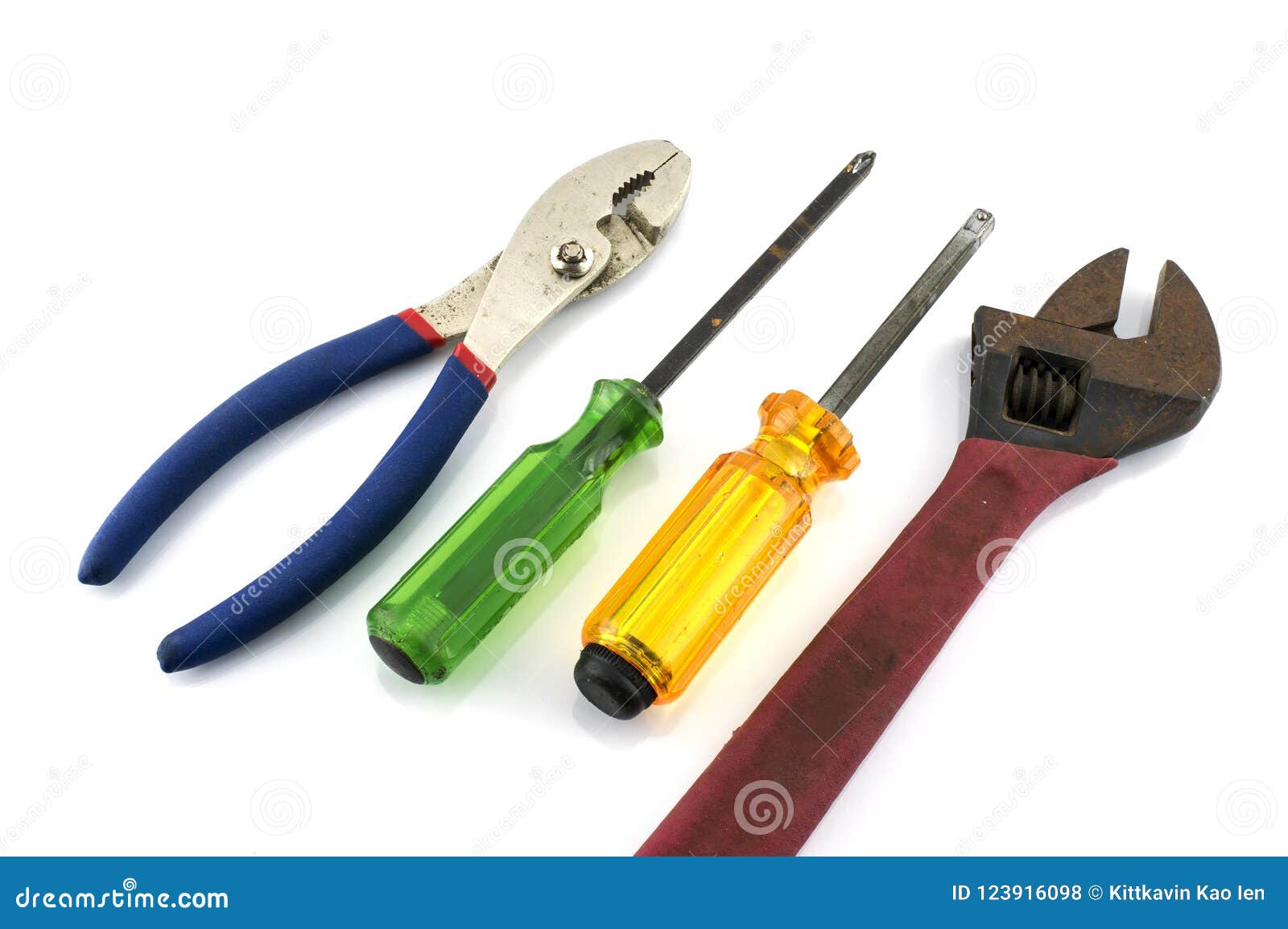 Closeup of Various Works Tools on White. Stock Photo - Image of repair ...