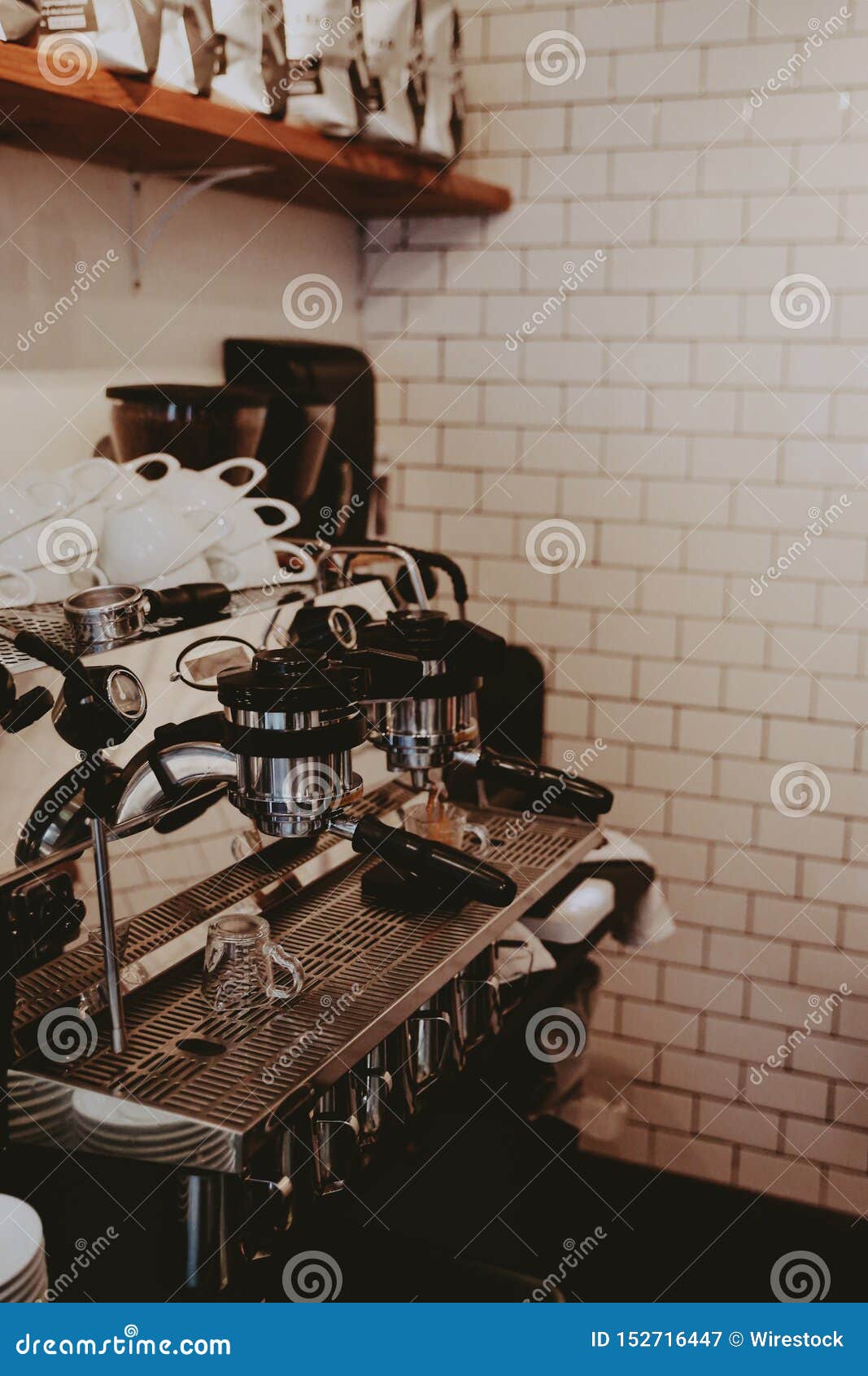 Closeup Vertical Shot of a Coffee Machine at a Cafe Stock Image - Image ...