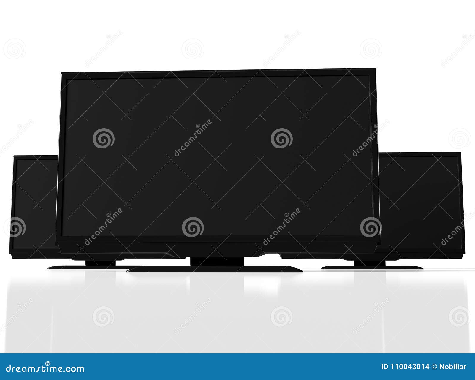 Closeup View of Abstract Black Led Tvs on White Background Stock ...