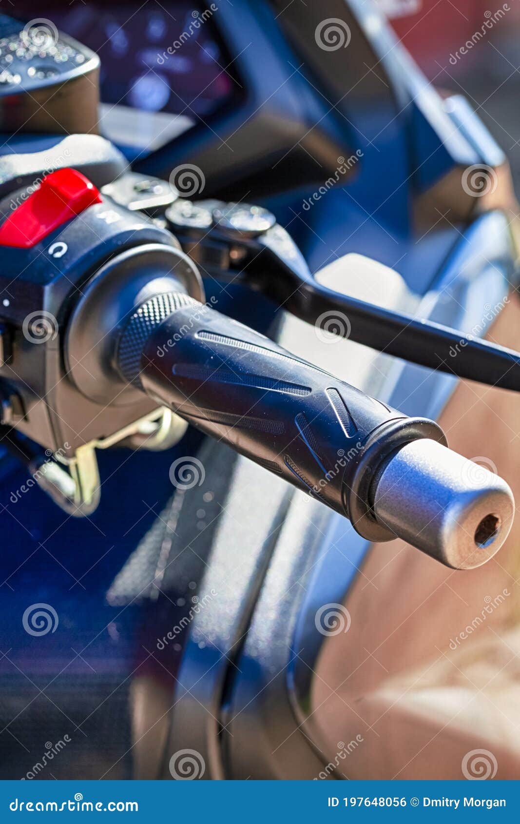 Closeup View of Acceleration Throttle Handle of Modern Motorcycle Stock ...