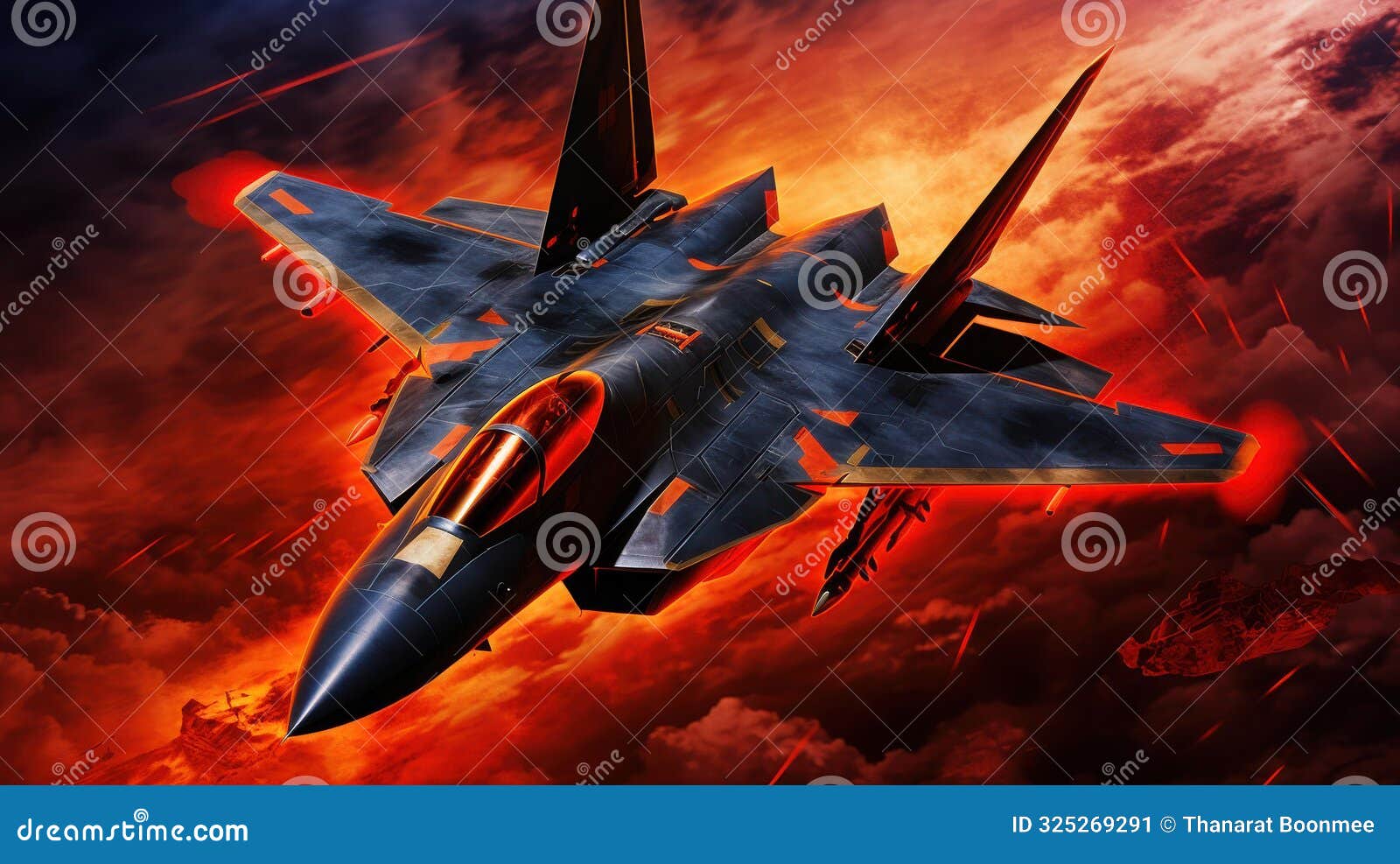 Closeup View of Air Jet Fighter in a Digital Art Format Stock ...