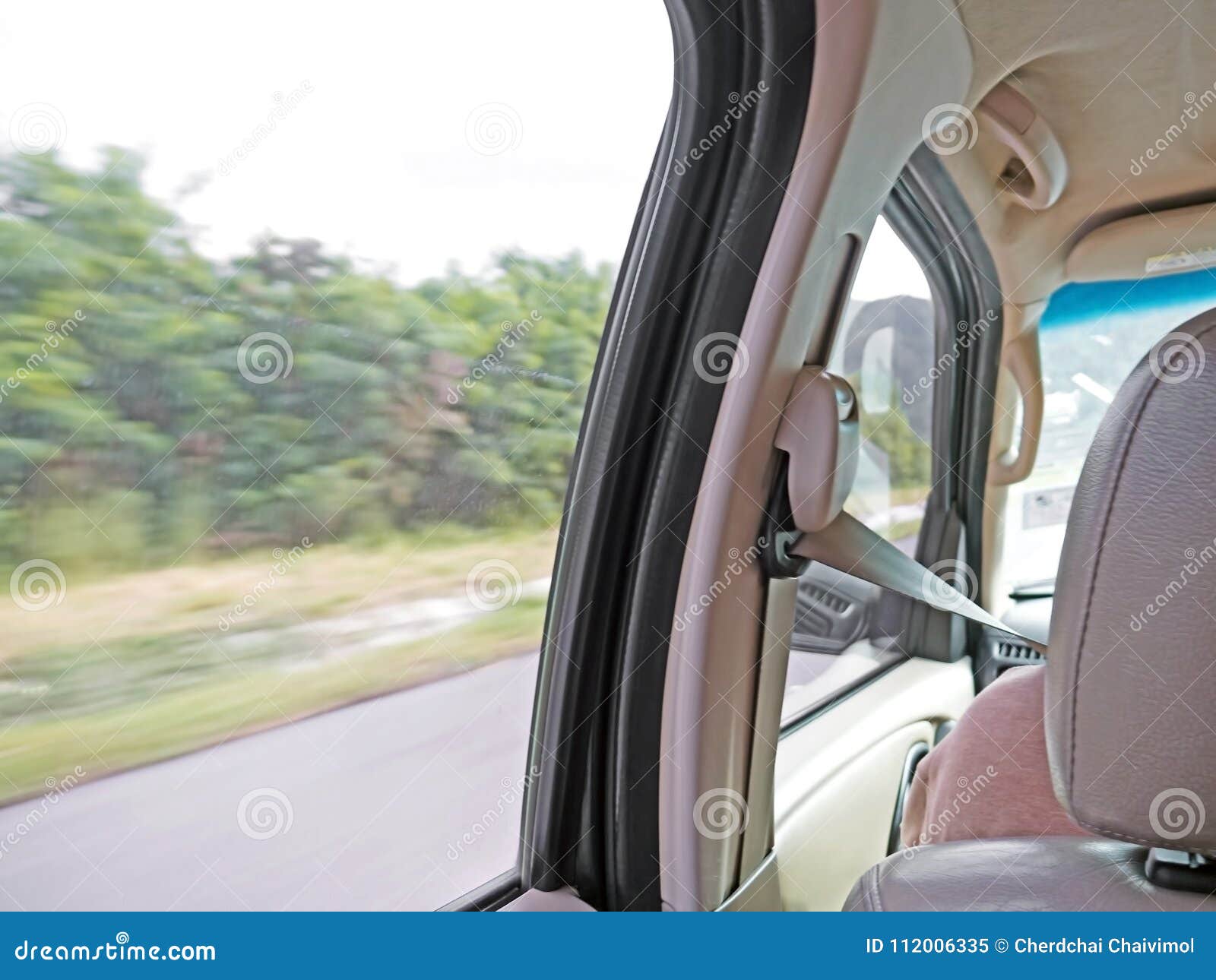 View from Back Seat Inside the Car Running Stock Image - Image of speed ...