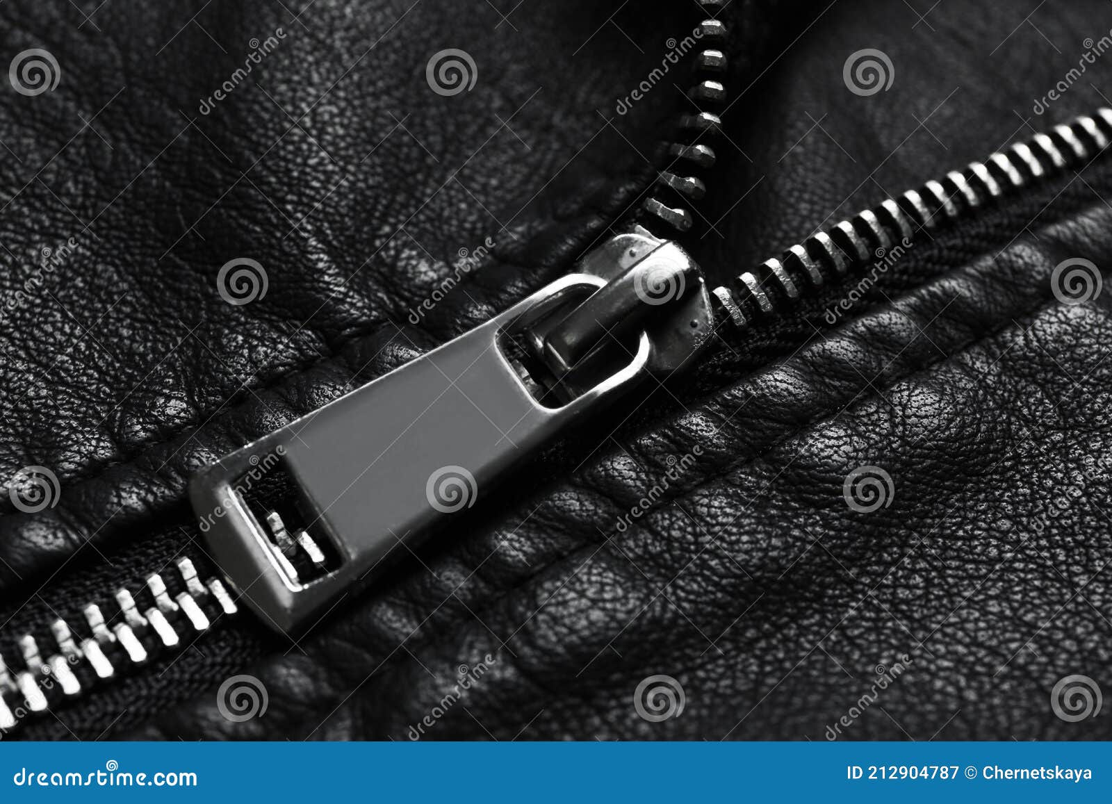 Closeup View of Black Leather Jacket with Zipper As Background Stock ...