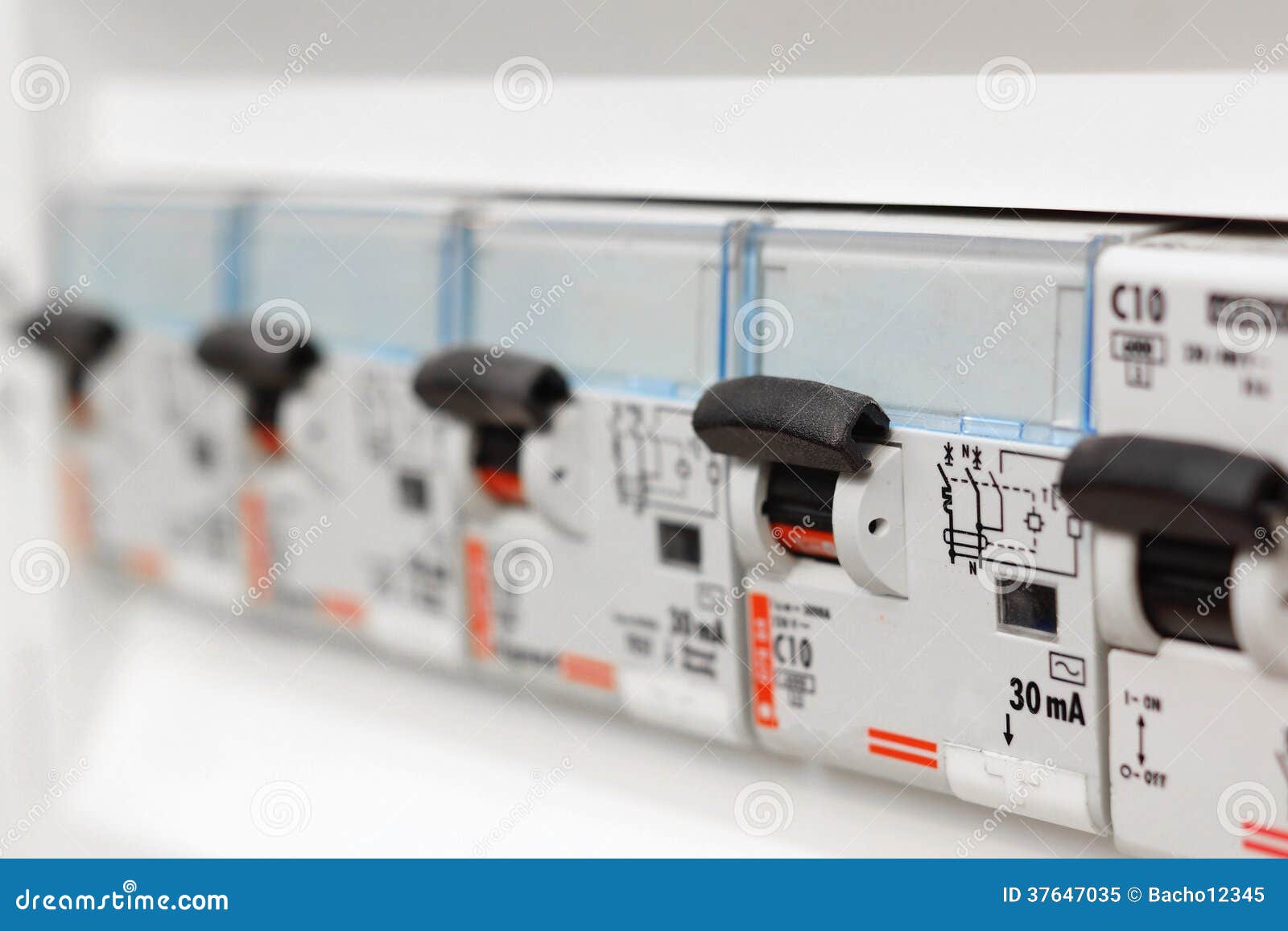 Closeup View of a Box with Automatic Fuses Stock Image - Image of ...