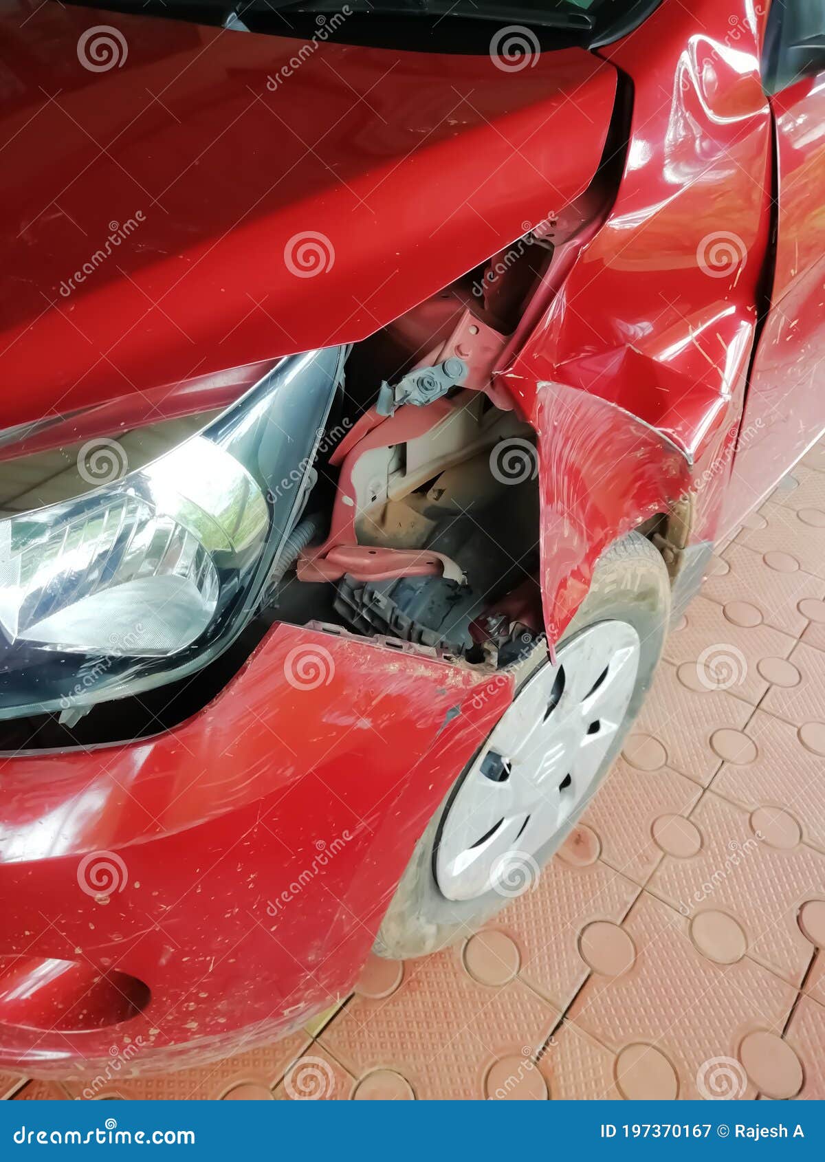 Closeup View of a Broken Car Front Stock Image - Image of collision ...