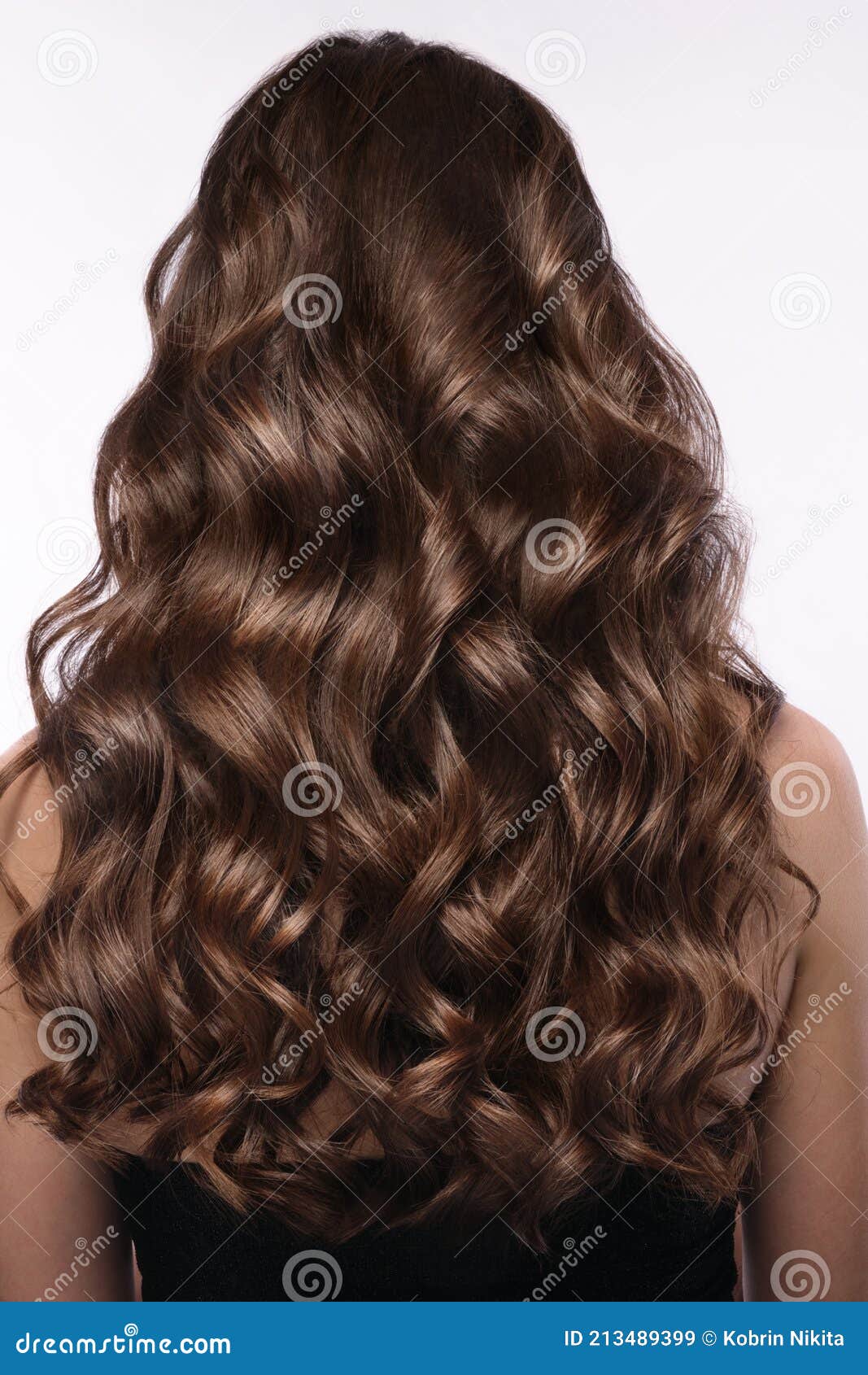 A Closeup View of a Bunch of Shiny Curls Brown Hair Stock Image - Image ...