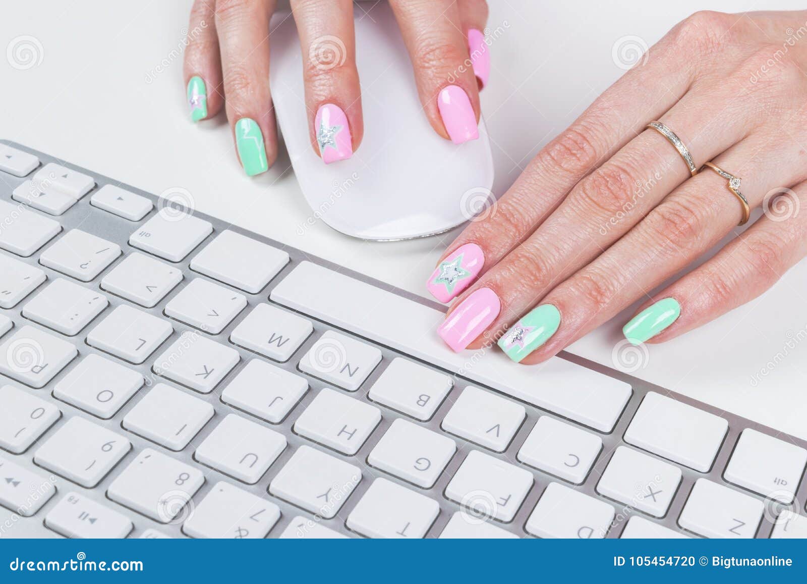 Closeup View of a Business Woman Hands Using and Typing on Wireless ...