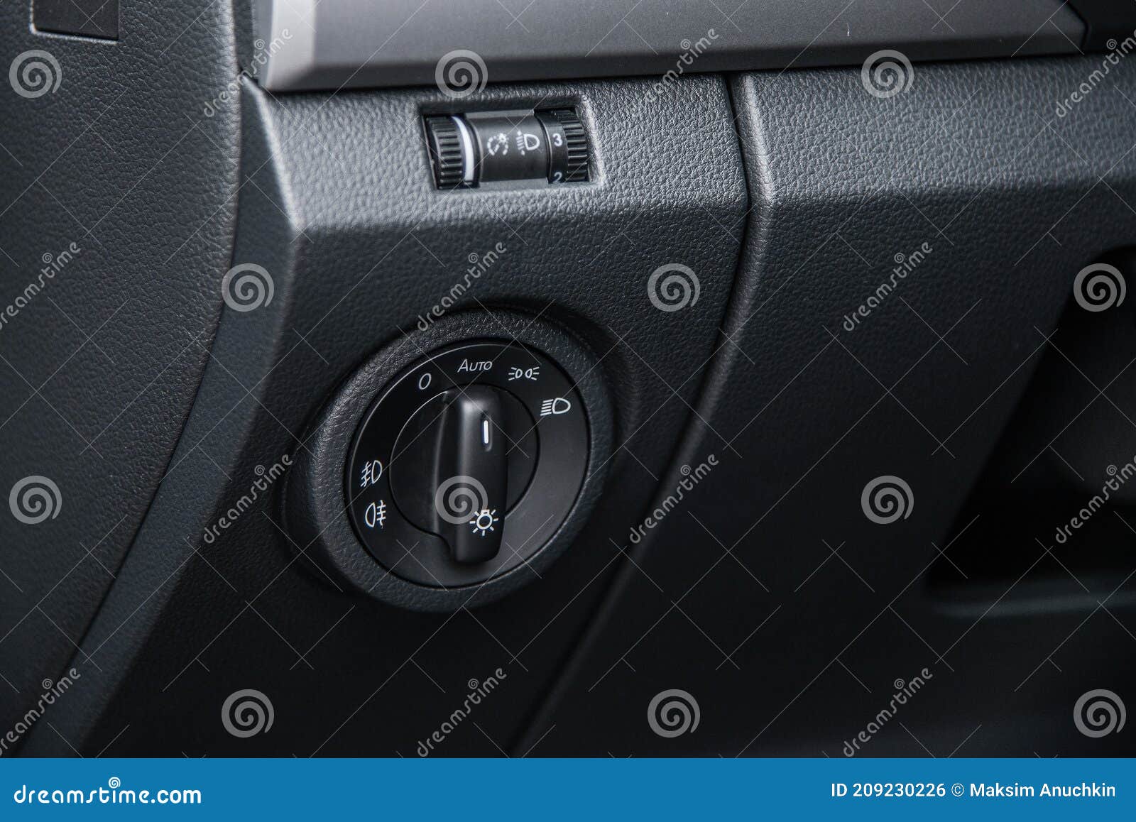 Closeup View on Car Light Control Panel. Stock Photo - Image of font ...
