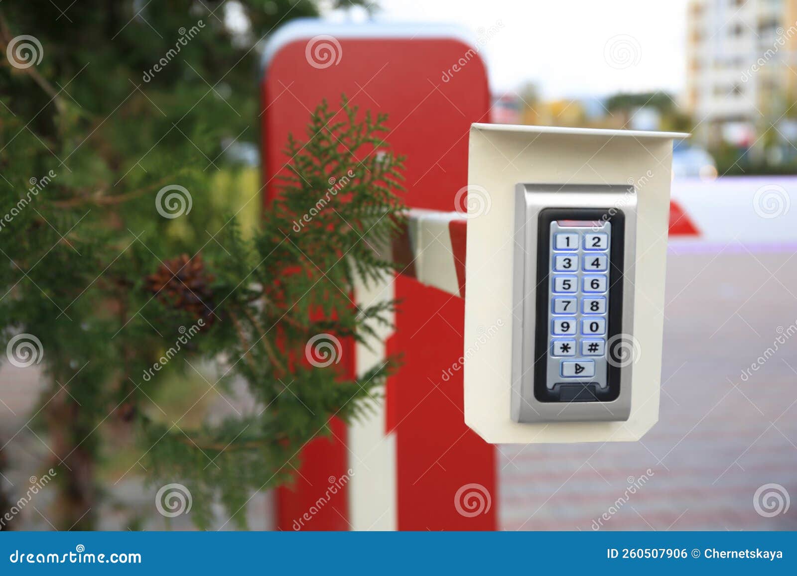 Closeup View of Closed Automatic Boom Barrier with Control Panel ...