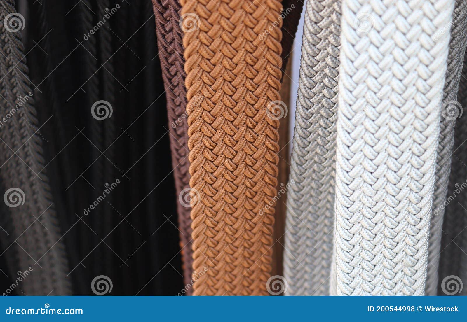 Closeup View on Colorful Hanging and Folded Fabrics and Textiles in ...