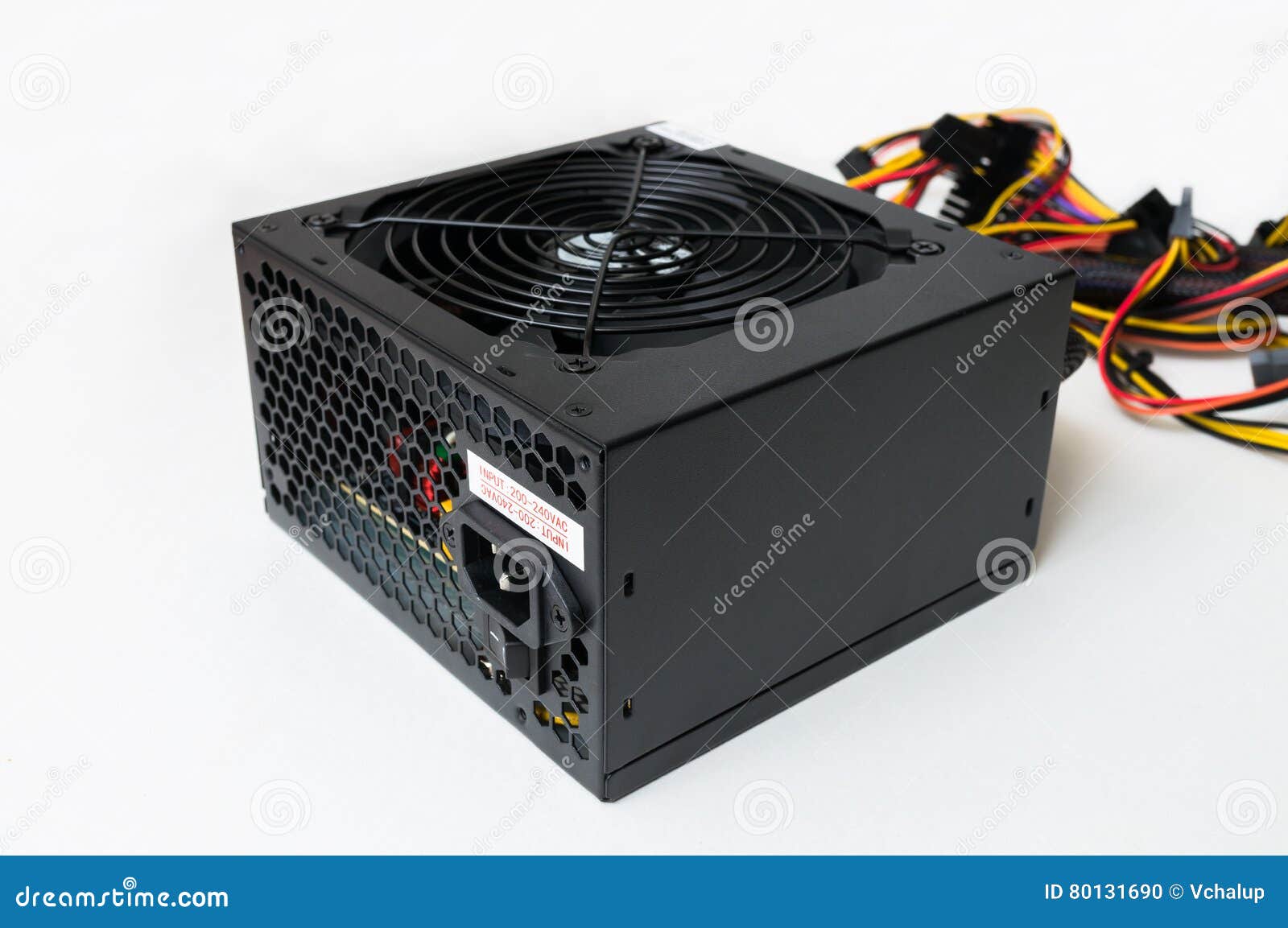 Closeup View on Computer Power Supply on White Background Stock Photo ...