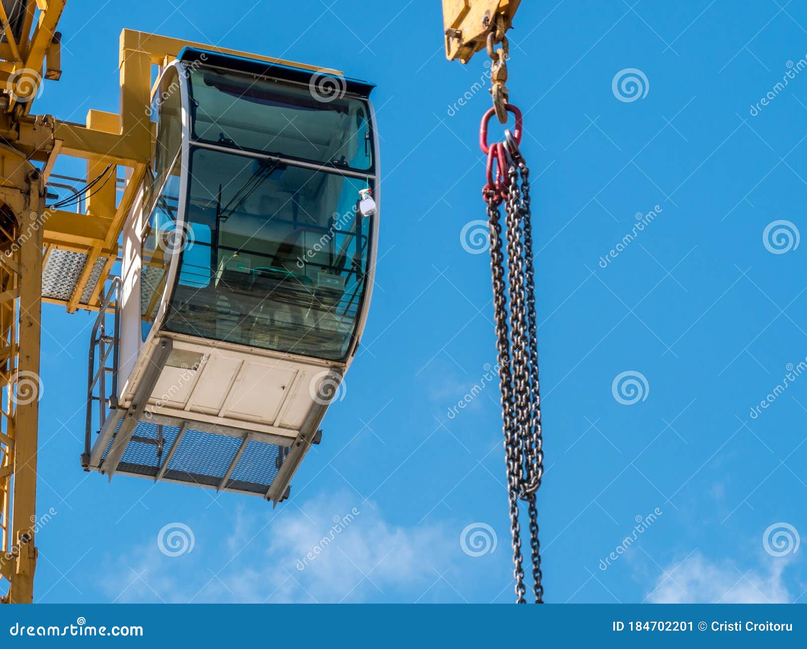 Closeup View of the Control Cabin of a Construction Tower Crane ...