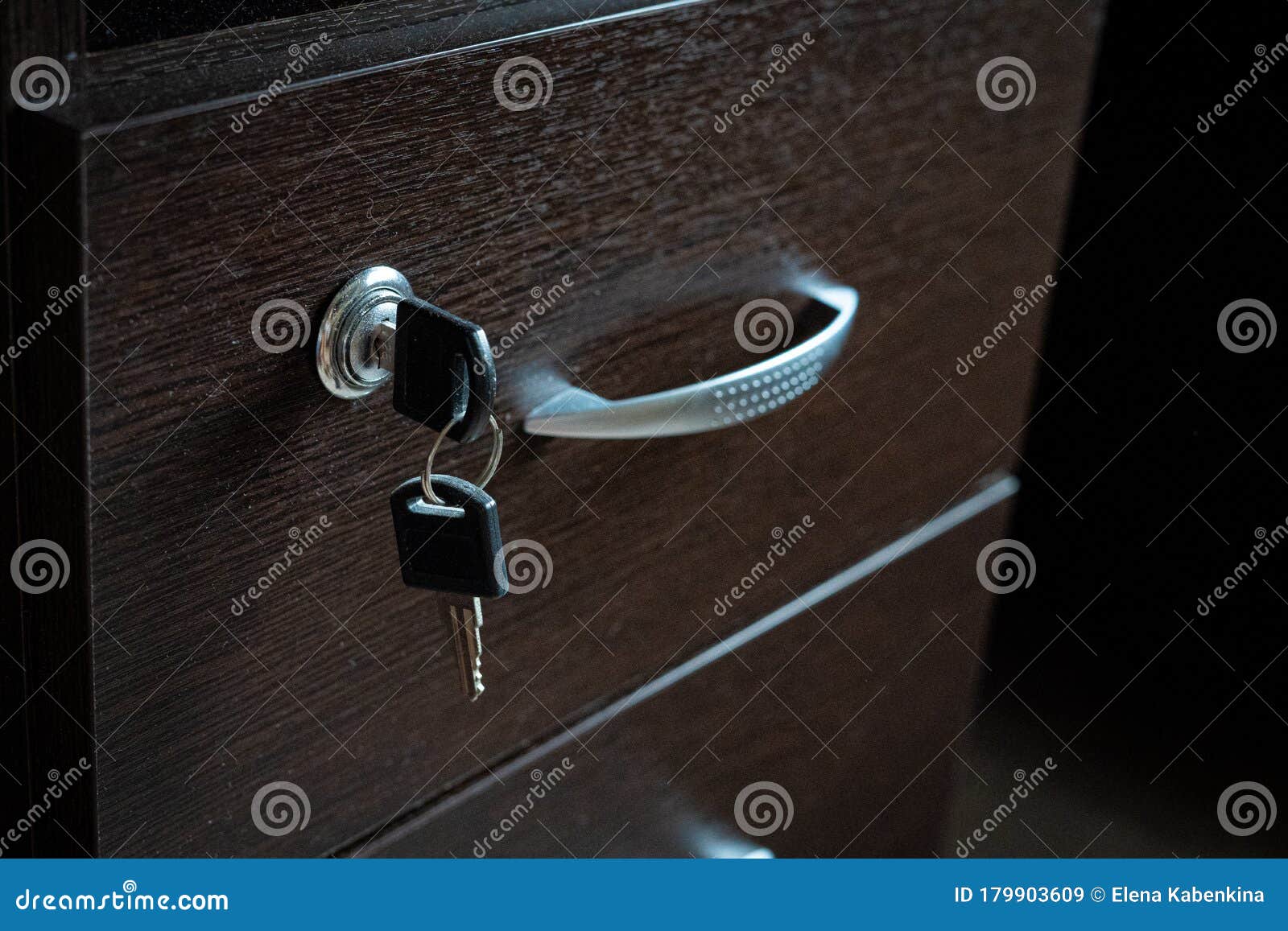Closeup View of Dark Brown Locker Stock Image - Image of keyhole, door ...