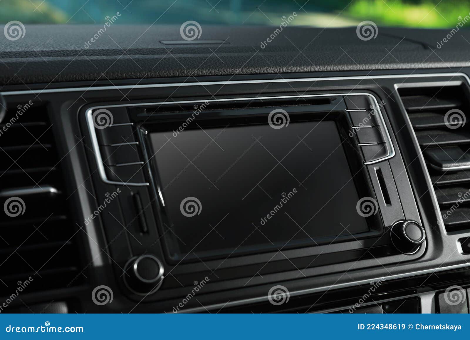 Closeup View of Dashboard with Navigation System in Modern Car Stock ...