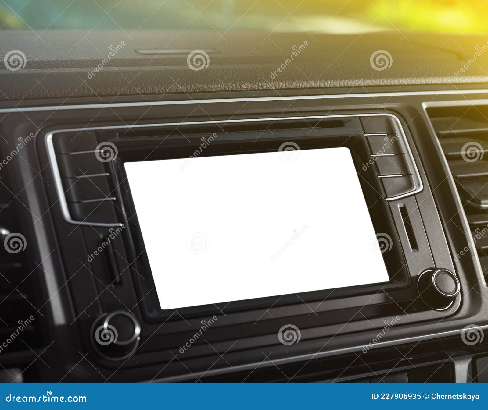 Closeup View of Dashboard with Navigation System in Modern Car Stock ...