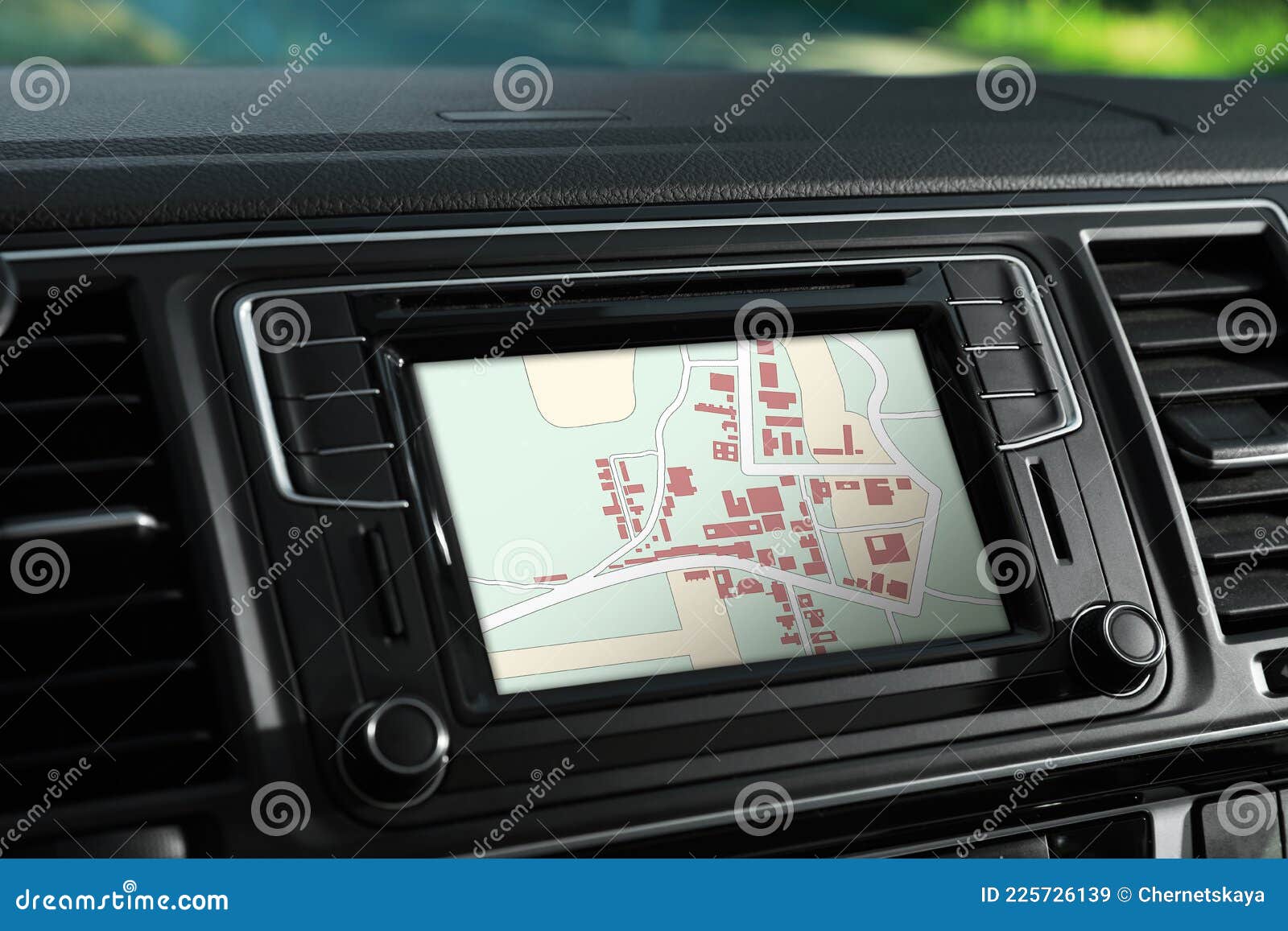 Closeup View of Dashboard with Navigation System in Car Stock Image ...