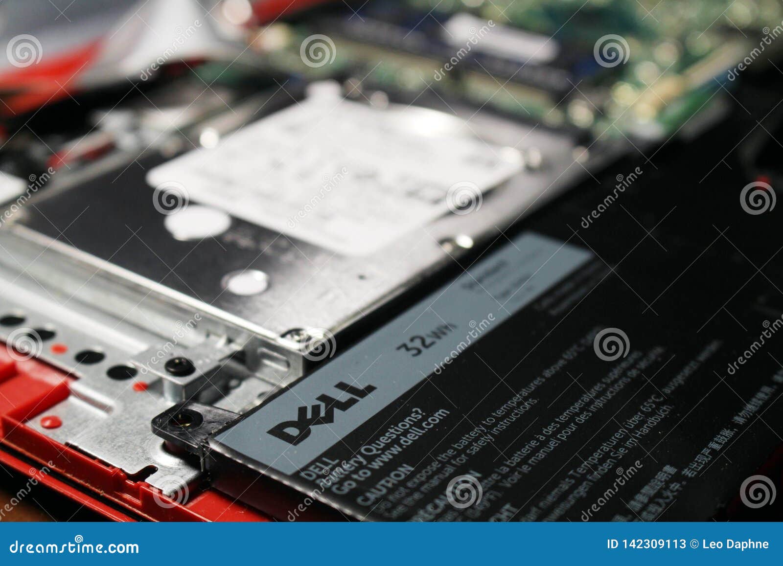 Closeup View at Dell Laptop Motherboard and Components Editorial Stock ...