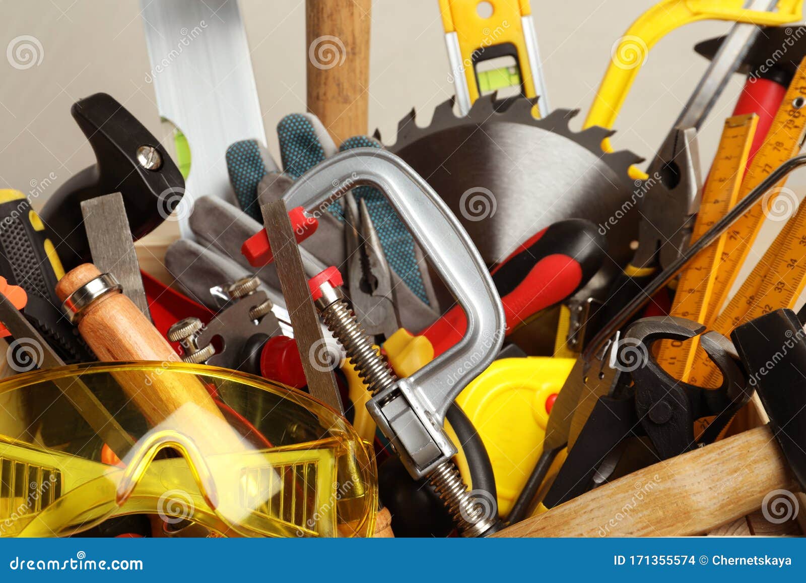 Closeup View of Different Carpenter`s Tools Stock Photo - Image of ...