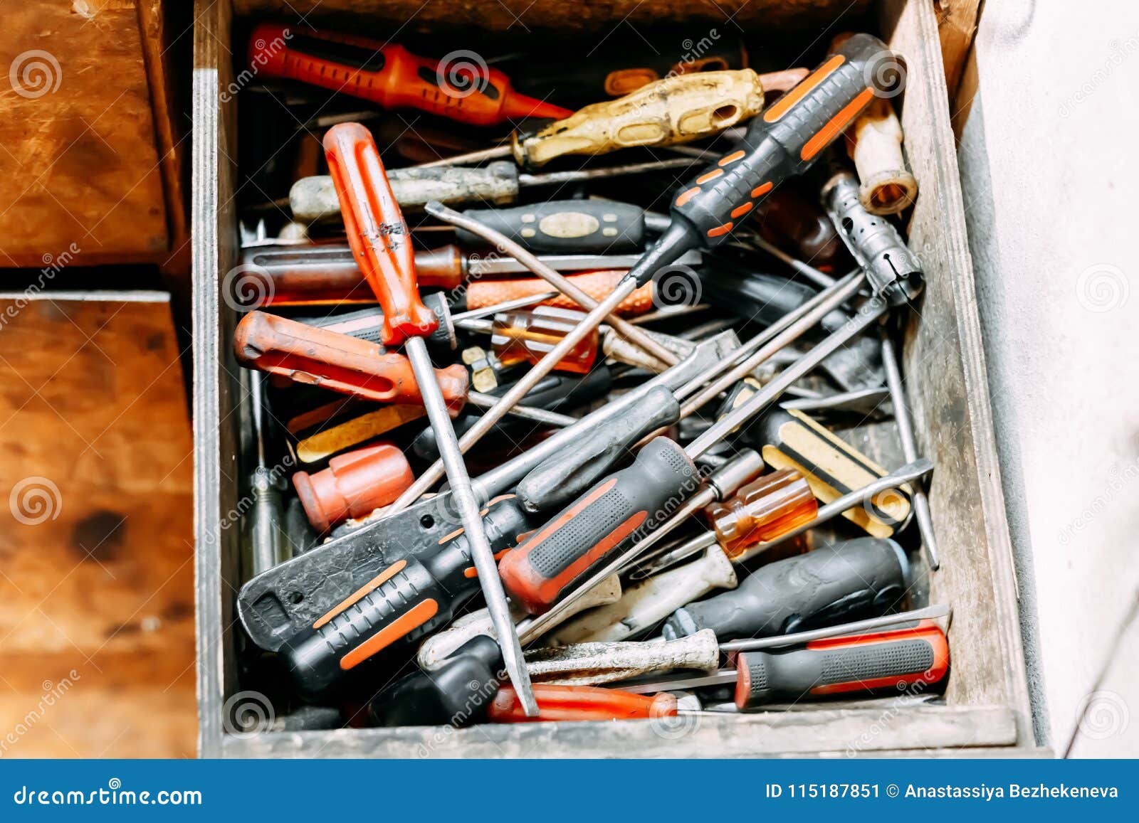 Old Used Screwdriver Set in Box Stock Image - Image of abstract ...