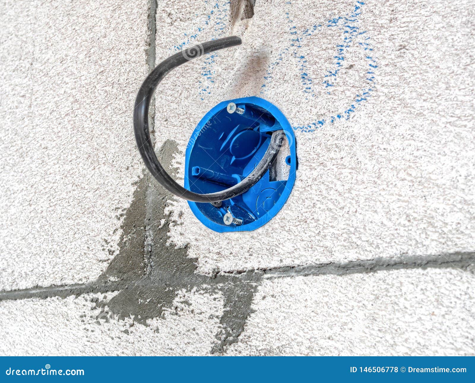 Closeup View of Electrical Installation Socket Hole. Stock Photo ...