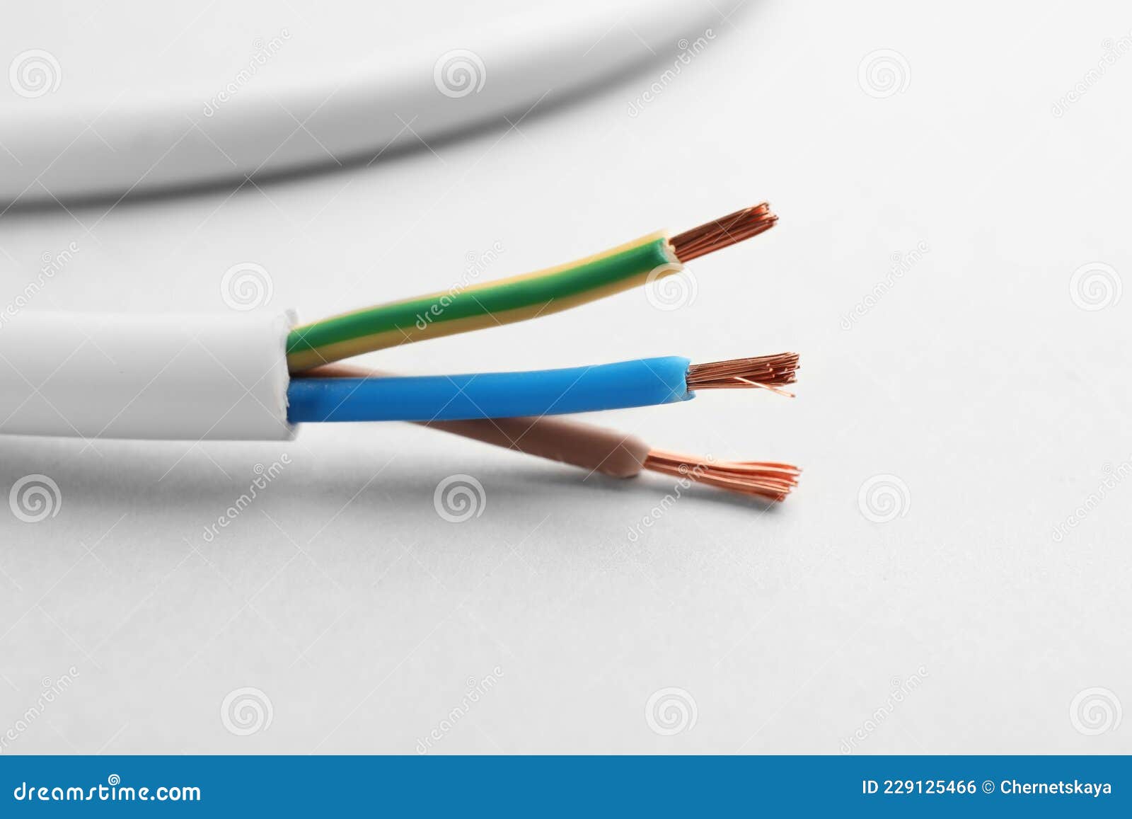 Closeup View of Electrical Power Cables on White Background Stock Photo ...