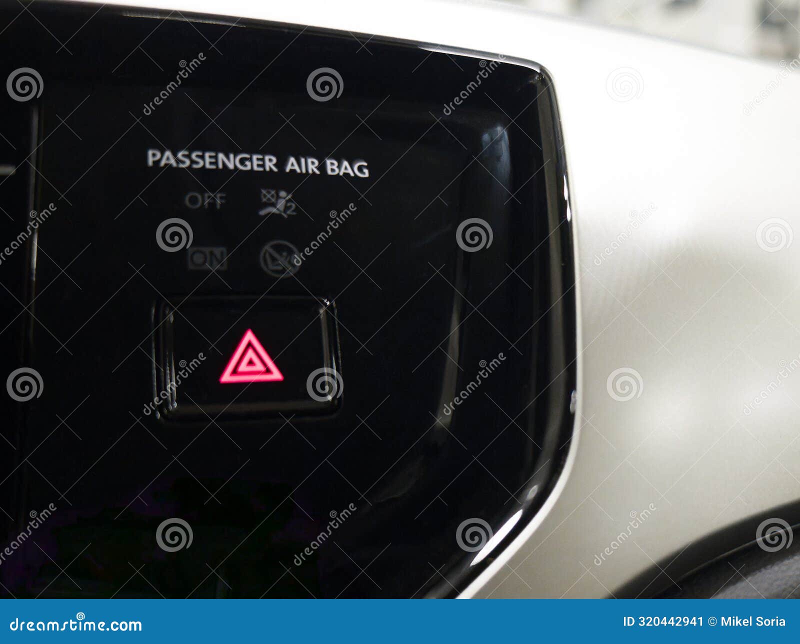 Closeup View the Emergency Stop Button in the Car. Triangle Emergency ...