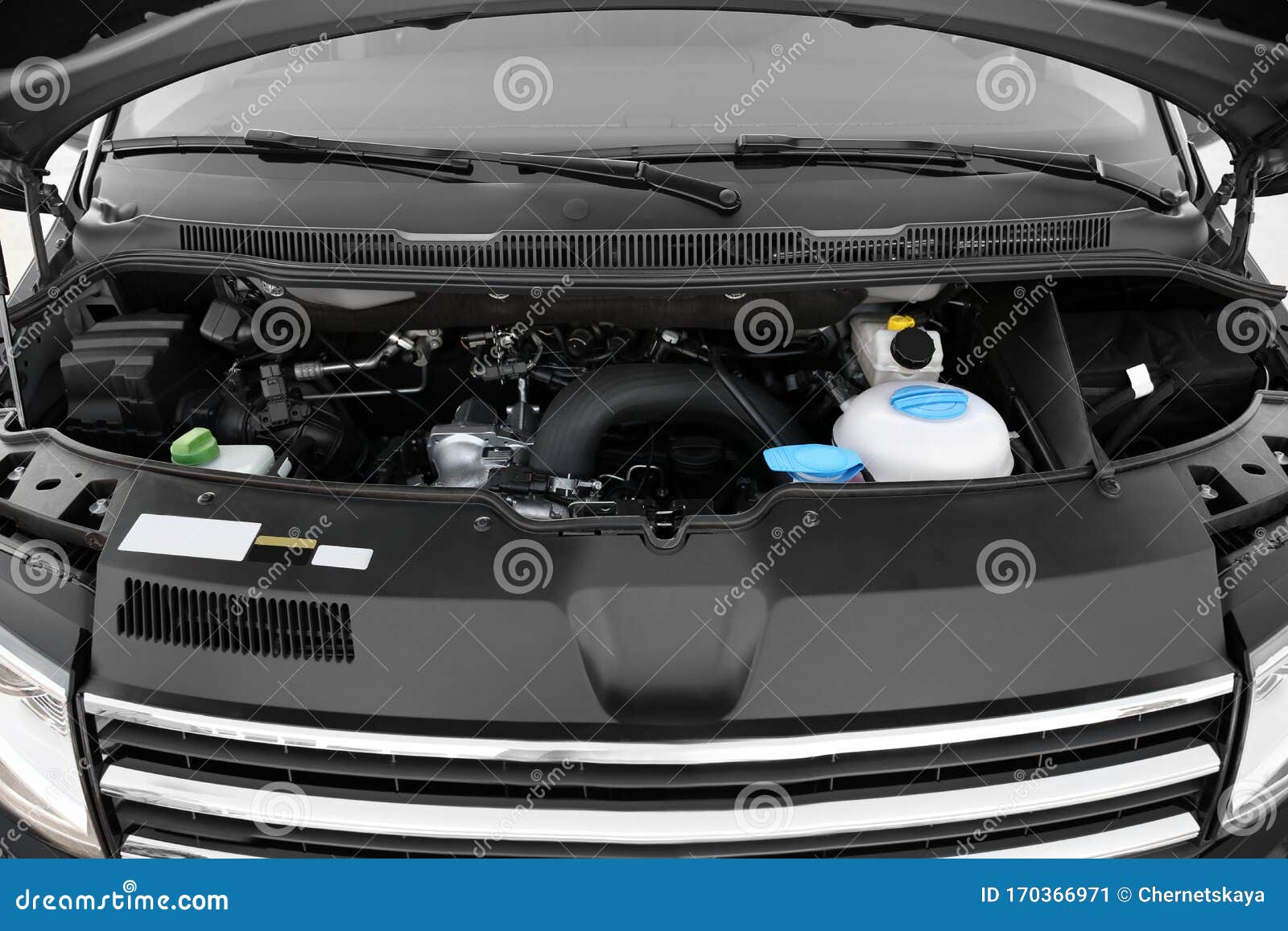 Closeup View of Engine Bay in Modern Car Stock Image - Image of ...
