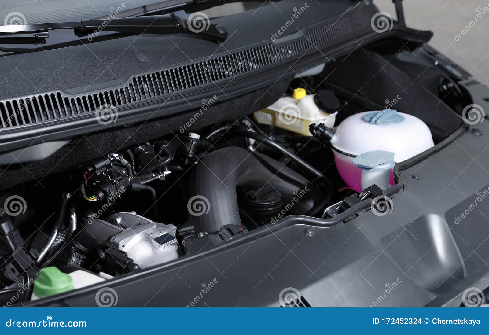 Closeup View of Engine Bay in Car Stock Photo - Image of drive ...