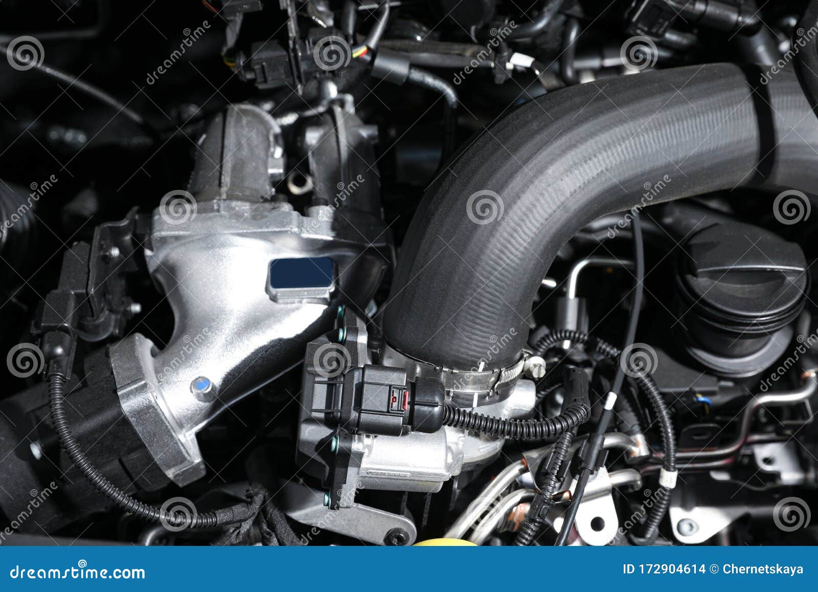 Closeup View of Engine Bay in Car Stock Photo - Image of hood, inside ...