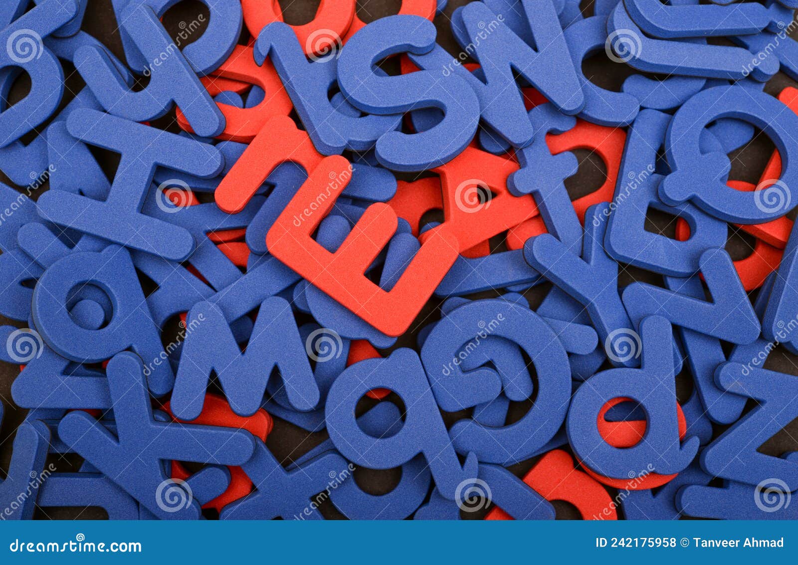Closeup View of English Alphabets in Red and Blue Colors Stock Photo ...