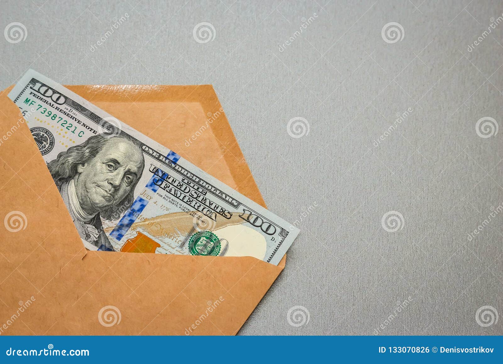 Envelope with One Hundred Dollar Banknote Stock Photo - Image of money ...