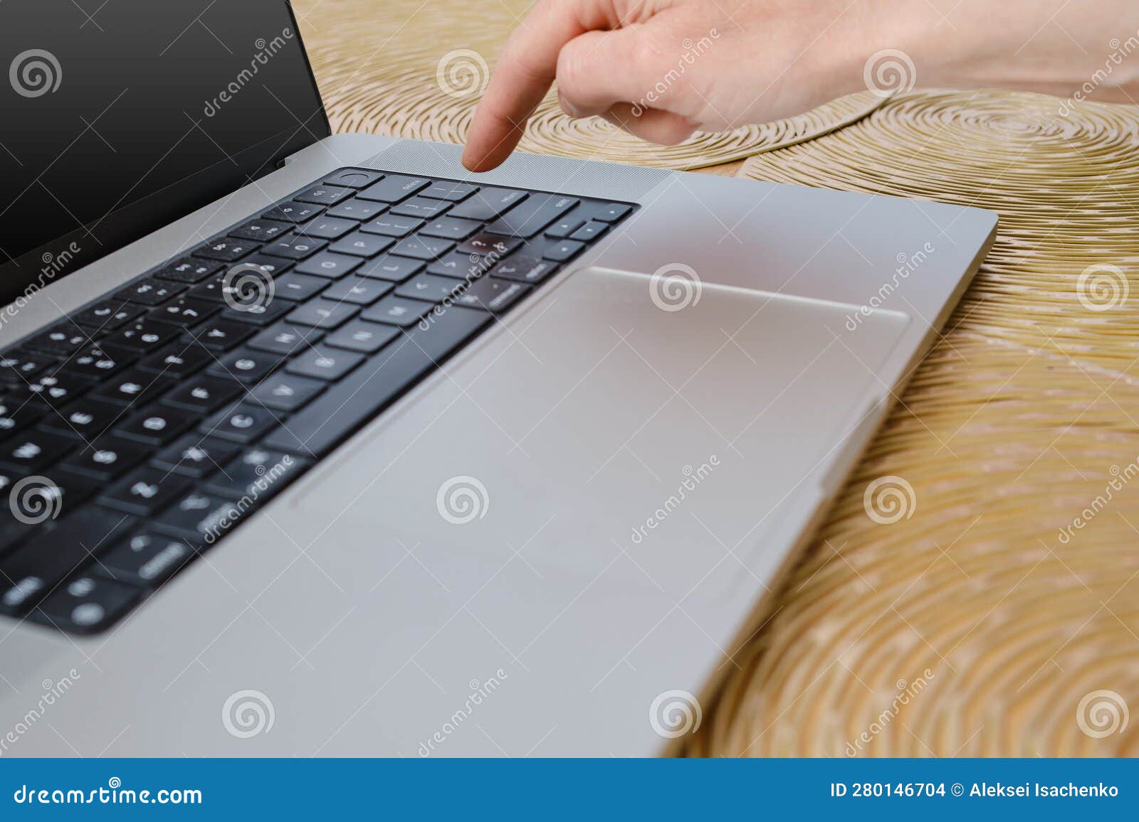 Closeup View of Finger Pressing Enter Key on Laptop Stock Photo - Image ...