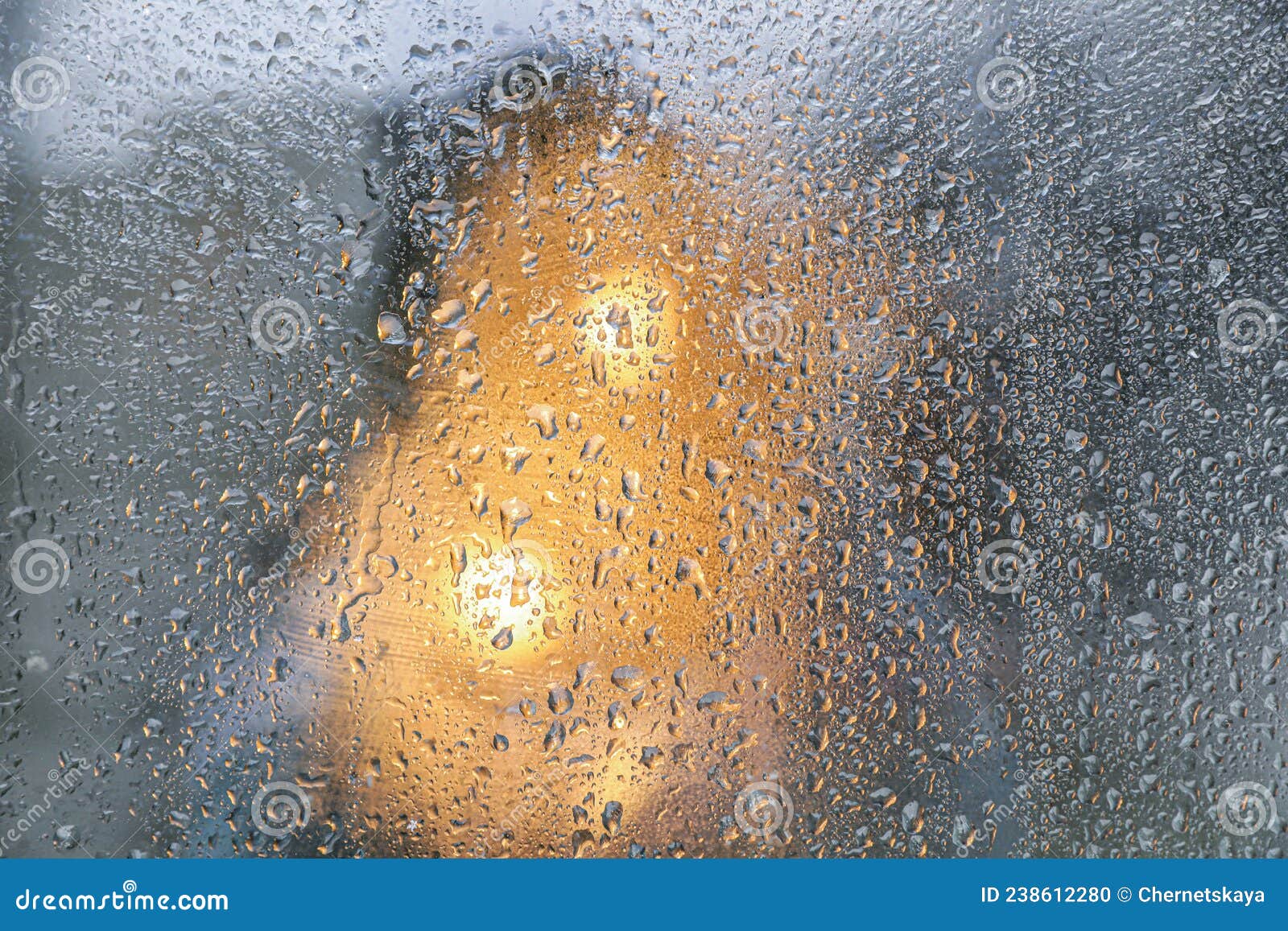 Closeup View of Foggy Window with Rain Drops Stock Photo - Image of ...