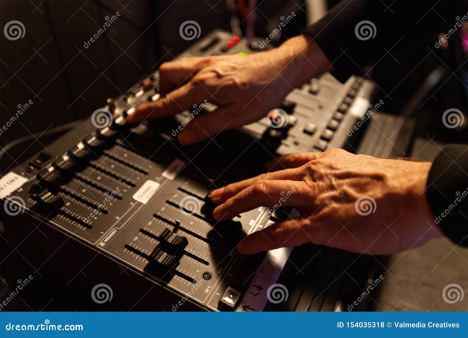 Sound Engineer Using Equipment at Work. Stock Photo - Image of ...
