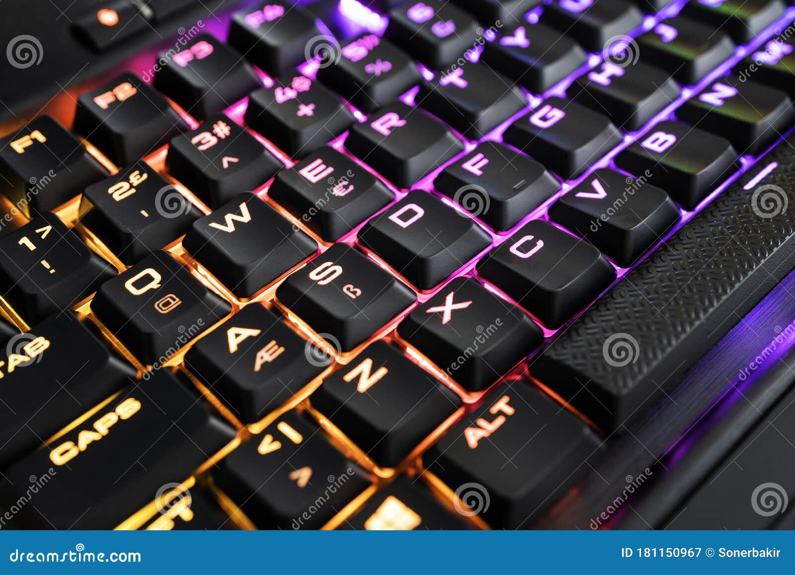Closeup View of a Keyboard with Bright Led Lights for Easy and ...