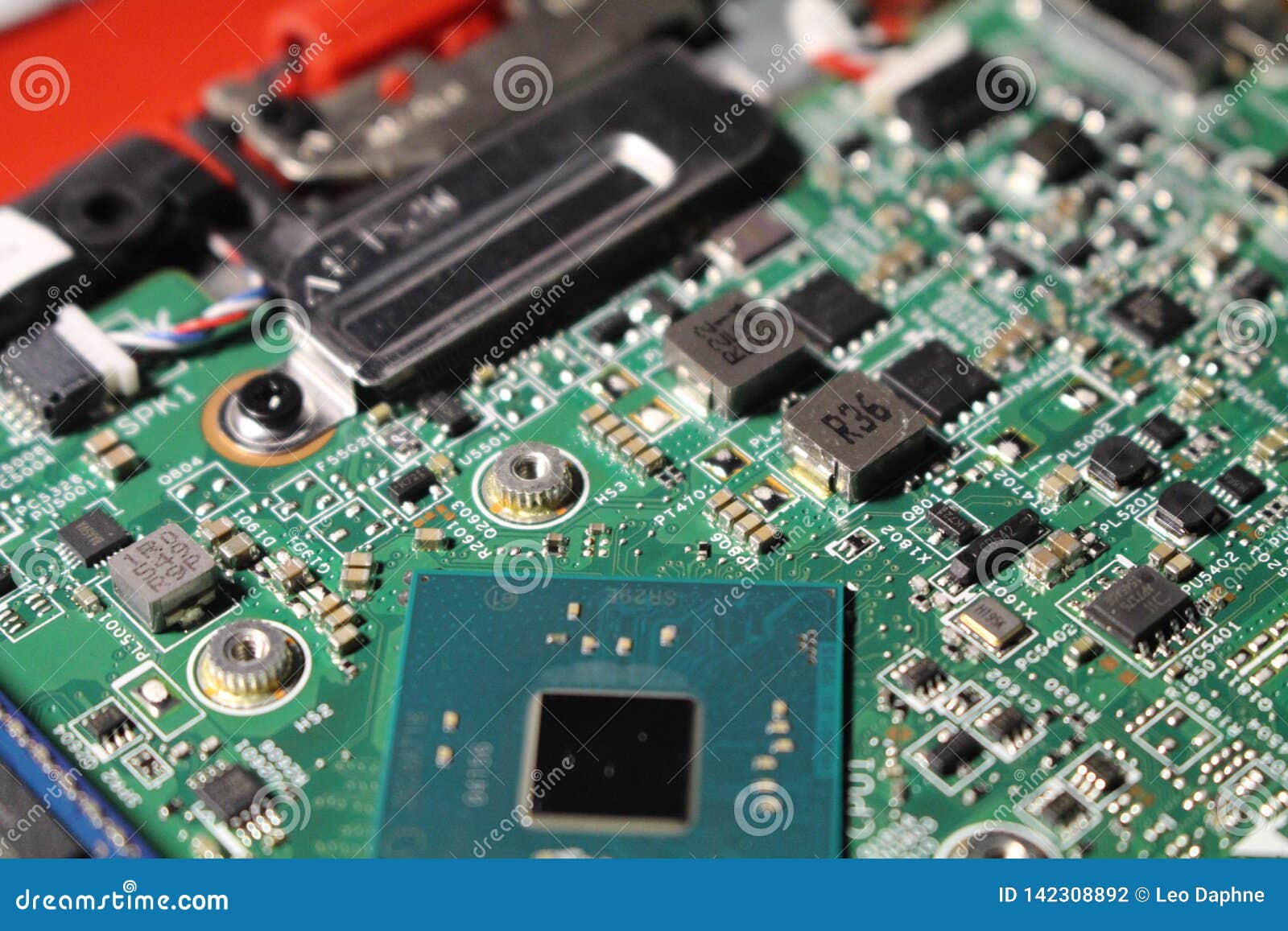 Closeup View at Laptop Motherboard and Components Stock Photo - Image ...